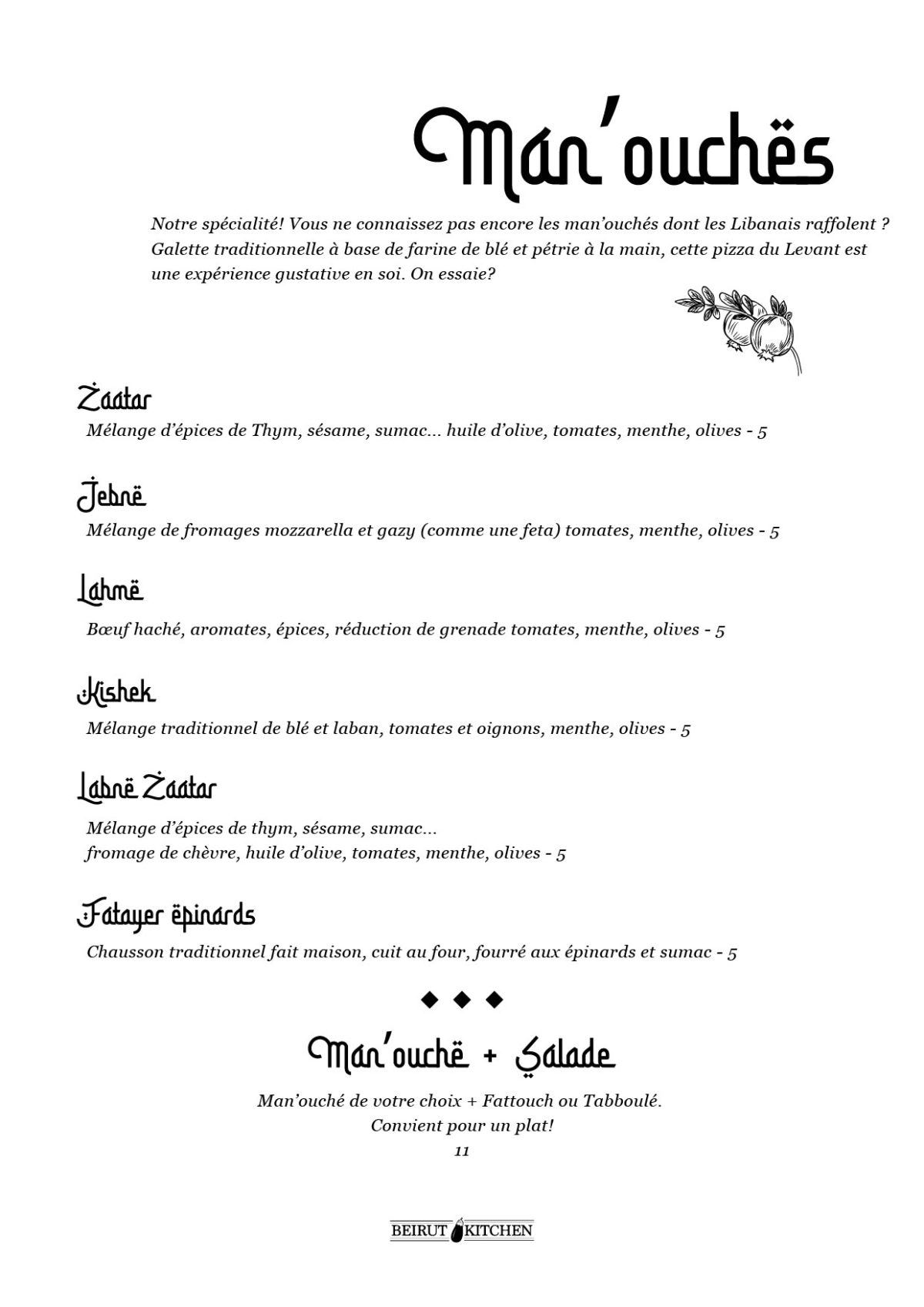 Menu - Beirut kitchen